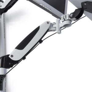 Displays2go Monitor Desk Mount Stands, Aluminum, Adjustable Height – Silver (VMSSWWMA27)