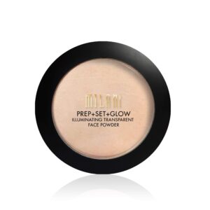 milani prep + set + glow illuminating transparent face powder (0.3 ounce) vegan, cruelty-free primer & setting powder - highlight skin & set makeup for long-lasting wear