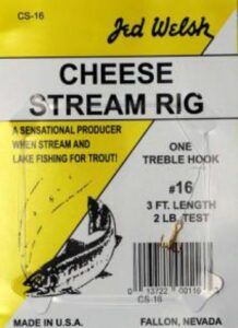 jed welsh fishing 3 pack cheese stream rig size 14 hook leader rigs with #14 hooks, pre-tied ready to fish-3 pack, clear