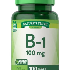 Nature's Truth Vitamin B1 100mg (Thiamine) | 100 Count | Vegetarian, Non-GMO & Gluten Free Supplement