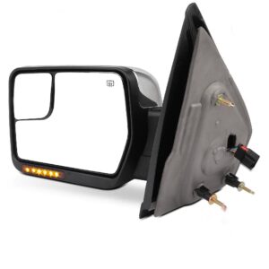 scitoo towing mirrors fit for 2004-2014 for ford for f-150 blind spot mirror power heated chrome puddle signal double glass (driver side)