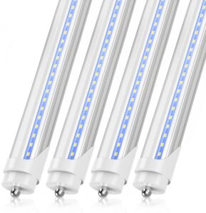 cnsunway 8ft led bulbs, 45w 5400lm 6000k super bright, t8 t10 t12 fa8 single pin led tube lights, clear cover, ballast bypass, 8 foot led bulbs to replace fluorescent light bulbs (pack of 4)