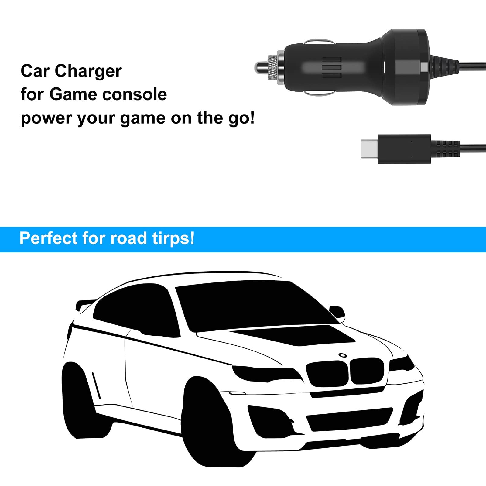 Car Charger Compatible with Switch/Switch Lite/Switch OLED, FYOUNG High Speed Car Charger Adapter Replacement for Switch (6.5 FT USB Type-C Charger Cable)