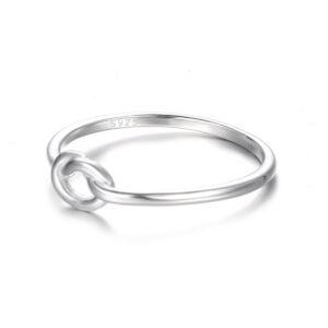 925 Sterling Silver Ring，BoRuo Love Knot Promiss Friendship High Polish Comfort Fit Band Ring Size 8