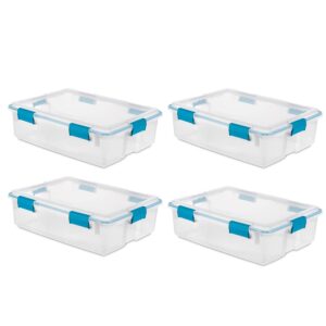 sterilite gasket box, stackable storage bin with latching lid, 37 quart, 12 pack