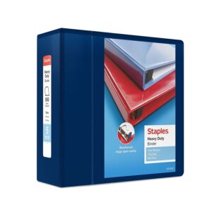 staples 976050 5-inch staples heavy-duty view binder with d-rings navy