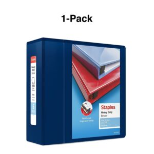 Staples 976050 5-Inch Staples Heavy-Duty View Binder with D-Rings Navy