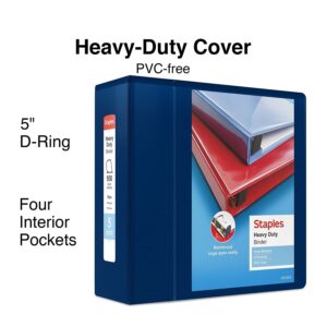 Staples 976050 5-Inch Staples Heavy-Duty View Binder with D-Rings Navy