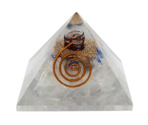 charged chakra new orgone lapis lazuli & selenite pyramid crystals gemstones copper metal mix reiki chakra