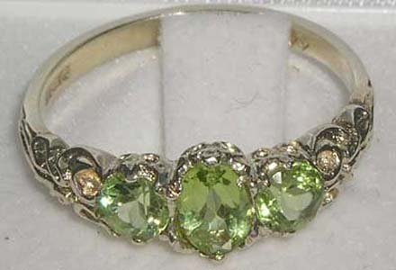 LetsBuyGold 925 Sterling Silver Real Genuine Peridot Womens Anniversary Ring - Size 8