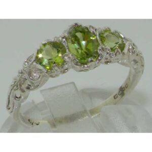 LetsBuyGold 925 Sterling Silver Real Genuine Peridot Womens Anniversary Ring - Size 8