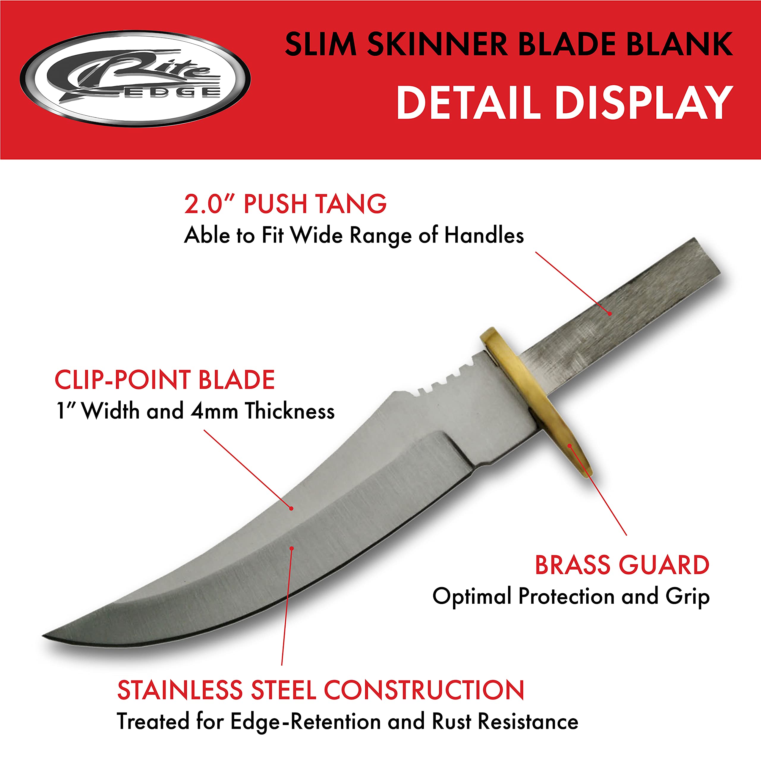 SZCO Supplies 6.5"" Slim Skinner Knife Blade Blank, Silver (BL-7821)