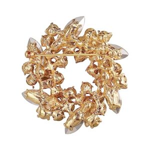 EVER FAITH Austrian Crystal Wedding Flower Wreath Brooch Pin Clear Gold-Tone