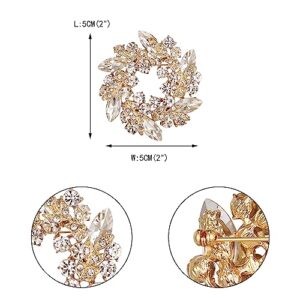 EVER FAITH Austrian Crystal Wedding Flower Wreath Brooch Pin Clear Gold-Tone