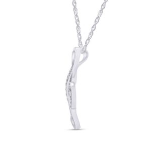 Jewel Zone US White Natural Diamond Music Note Heart Pendant Necklace in 14k White Gold Over Sterling Silver (0.1 Ct)