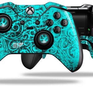 Folder Doodles Neon Teal - WraptorSkinz Decal Style Vinyl Skin Wrap compatible with XBOX One ELITE Wireless Controller (CONTROLLER NOT INCLUDED)