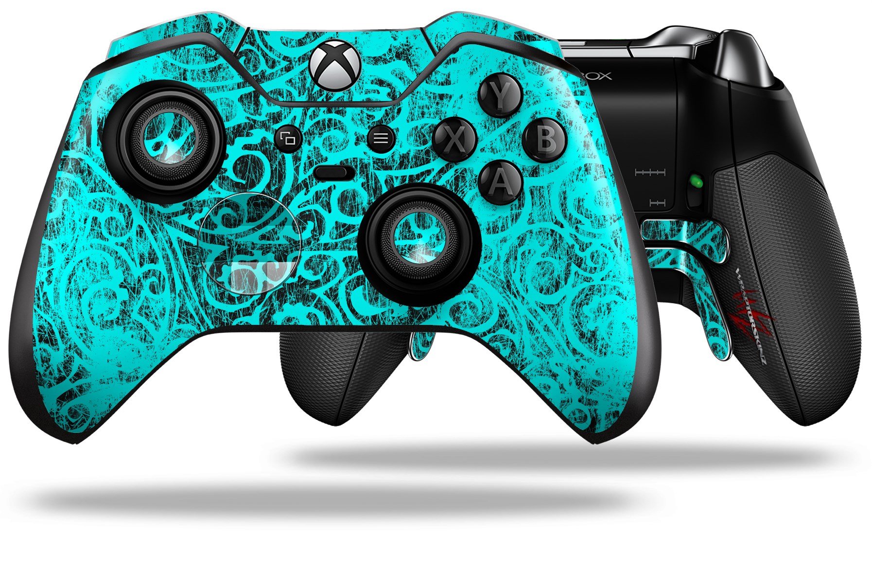 Folder Doodles Neon Teal - WraptorSkinz Decal Style Vinyl Skin Wrap compatible with XBOX One ELITE Wireless Controller (CONTROLLER NOT INCLUDED)