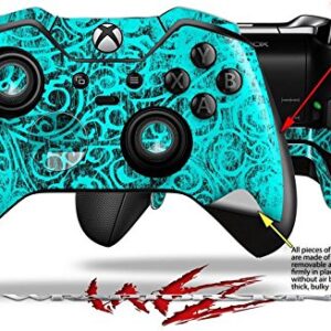 Folder Doodles Neon Teal - WraptorSkinz Decal Style Vinyl Skin Wrap compatible with XBOX One ELITE Wireless Controller (CONTROLLER NOT INCLUDED)