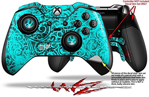 Folder Doodles Neon Teal - WraptorSkinz Decal Style Vinyl Skin Wrap compatible with XBOX One ELITE Wireless Controller (CONTROLLER NOT INCLUDED)