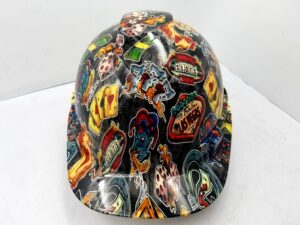 wet works imaging customized pyramex cap style wicked gambler lucky 7 hard hat with ratcheting suspension