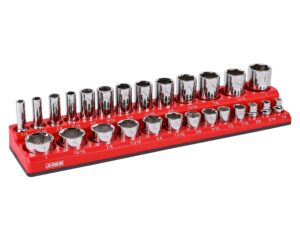 ares 70234-26-piece 3/8-inch sae magnetic socket organizer - holds 13 standard size and 13 deep size sockets - keep your tool box organized