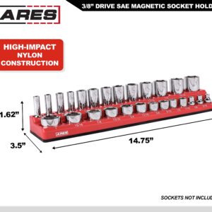 ARES 70234-26-Piece 3/8-Inch SAE Magnetic Socket Organizer - Holds 13 Standard Size and 13 Deep Size Sockets - Keep Your Tool Box Organized