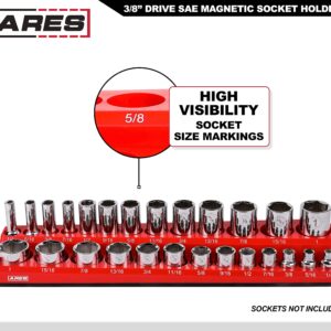 ARES 70234-26-Piece 3/8-Inch SAE Magnetic Socket Organizer - Holds 13 Standard Size and 13 Deep Size Sockets - Keep Your Tool Box Organized