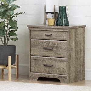 South Shore Versa Nightstand with 2 Drawers and Charging Station, Weathered Oak , 16.38 in x 23 in x 27.75 in