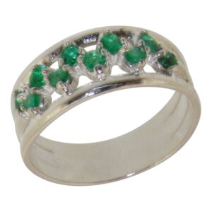 925 sterling silver natural emerald womens band ring - size 5.5