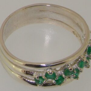 925 Sterling Silver Natural Emerald Womens Band Ring - Size 5.5