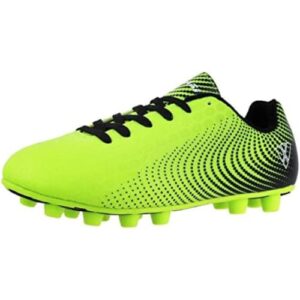 vizari stealth fg soccer shoes | firm ground outdoor soccer shoes for boys and girls | lightweight and easy to wear youth outdoor soccer cleats | green/black | little kid