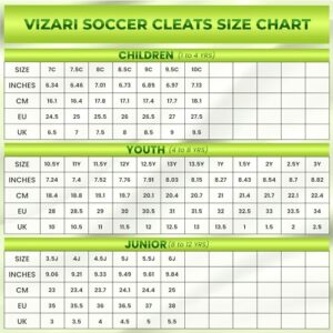 Vizari Stealth FG Soccer Shoes | Firm Ground Outdoor Soccer Shoes for Boys and Girls | Lightweight and Easy to wear Youth Outdoor Soccer Cleats | Green/Black | Little Kid