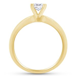 Jewel Zone US Princess Cut White Cubic Zirconia Anniversary Solitaire Ring in 14k Gold Over Sterling Silver (0.25 Carat)