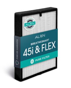 alen air filter b4-pure replacement h13 true hepa filter for breathesmart 45i & flex air purifier - captures allergens, dust, & mold (1 filter)