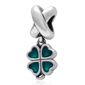 artcharm shamrock lucky green four leaf clover charm 925 sterling silver heart love dangle charms european style