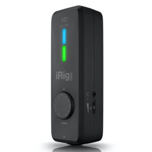 ik multimedia irig pro i/o audio interface for iphone, ipad, mac, ios and pc with usb-c, lightning and usb cables, 24-bit, 96 khz recording and guitar, bass and xlr mic inputs