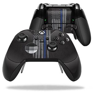 mightyskins skin compatible with microsoft xbox one elite controller - thin blue line | protective, durable, and unique vinyl wrap cover | easy to apply, remove, and change styles | made in the usa