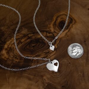 EFYTAL Mother Daughter Set For Two, Cutout Heart Necklaces, 2 Sterling Silver Necklaces Mother's Day Gift