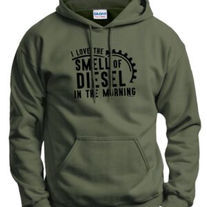 ThisWear Truck Driver Accessories I Love the Smell of Diesel in the Morning Trucker Hoodie Sweatshirt XL MlGrn Military Green