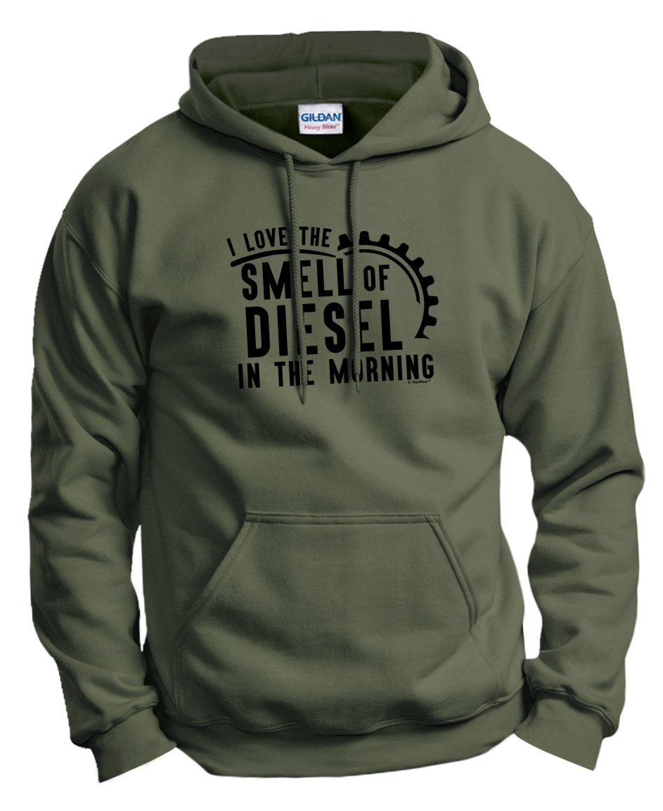 ThisWear Truck Driver Accessories I Love the Smell of Diesel in the Morning Trucker Hoodie Sweatshirt XL MlGrn Military Green