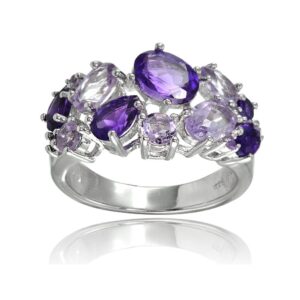 ice gems sterling silver genuine african amethyst and amethyst tonal cluster ring