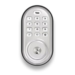 yale assure lock with z-wave, satin nickel smart keypad deadbolt lock works with ring alarm, samsung smartthings, (hub required, sold separately), ‎yrd216-zw2-619