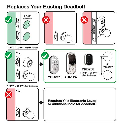 Yale Assure Lock with Z-Wave, Satin Nickel Smart Keypad Deadbolt Lock Works with Ring Alarm, Samsung SmartThings, (Hub Required, Sold Separately), ‎YRD216-ZW2-619