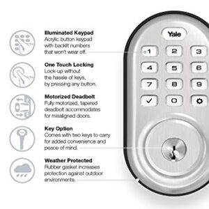 Yale Assure Lock with Z-Wave, Satin Nickel Smart Keypad Deadbolt Lock Works with Ring Alarm, Samsung SmartThings, (Hub Required, Sold Separately), ‎YRD216-ZW2-619