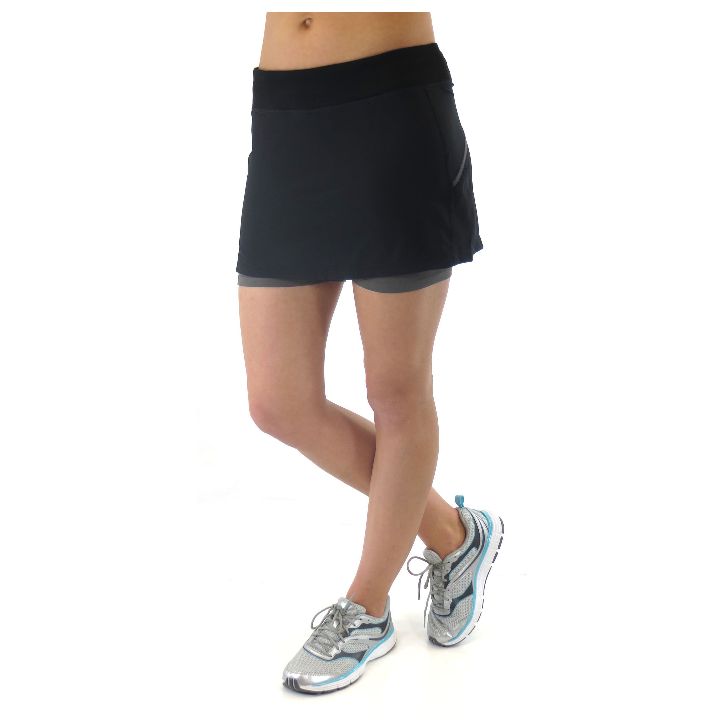 Alex + Abby Women's Plus-Size Pursuit Skort - Golf Tennis Run 2X Black/Steel