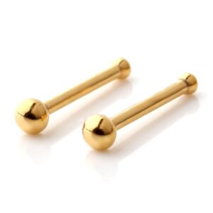 ruifan 20g(0.8mm) 316l surgical steel nose bone studs rings pin piercing jewelry 2pcs - gold