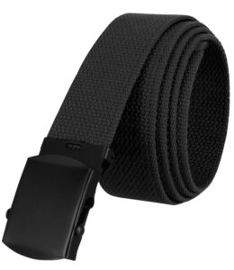 military belt canvas belt web belt non leather belt black buckle/tip one size fits all, 1-1/2" wide (black)