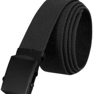 Military Belt Canvas Belt Web Belt Non Leather Belt Black Buckle/Tip One Size fits all, 1-1/2" Wide (Black)