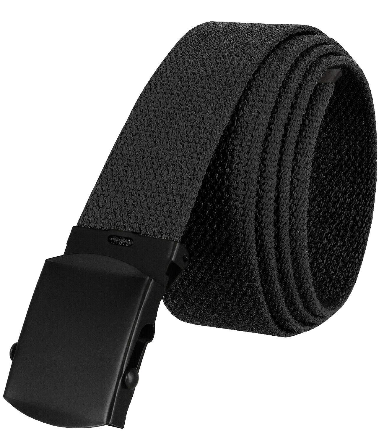 Military Belt Canvas Belt Web Belt Non Leather Belt Black Buckle/Tip One Size fits all, 1-1/2" Wide (Black)