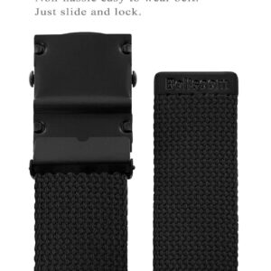 Military Belt Canvas Belt Web Belt Non Leather Belt Black Buckle/Tip One Size fits all, 1-1/2" Wide (Black)